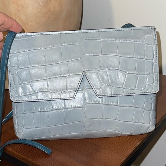 Vince | Bags | Vince Sage Green Croc Embossed Leather Handbag | Poshmark